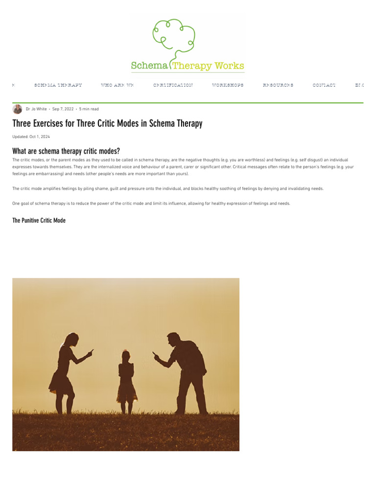 Exercises for Schema Therapy Critics | PDF | Psychology | Behavioural ...