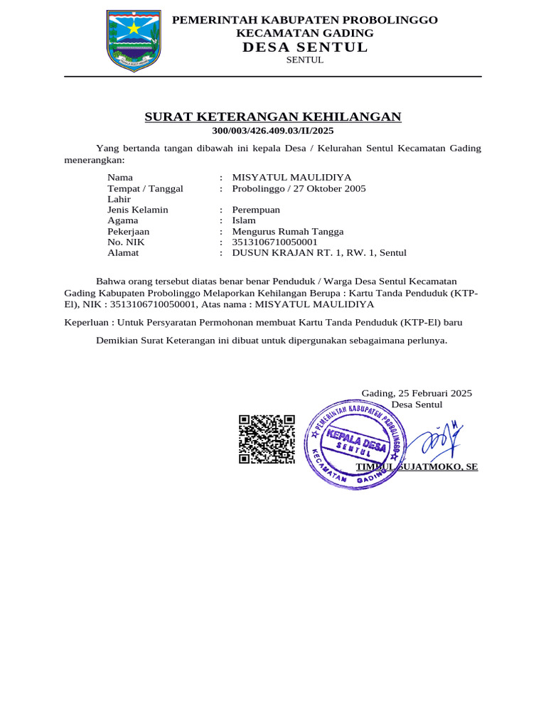 Surat Keterangan Desa | PDF