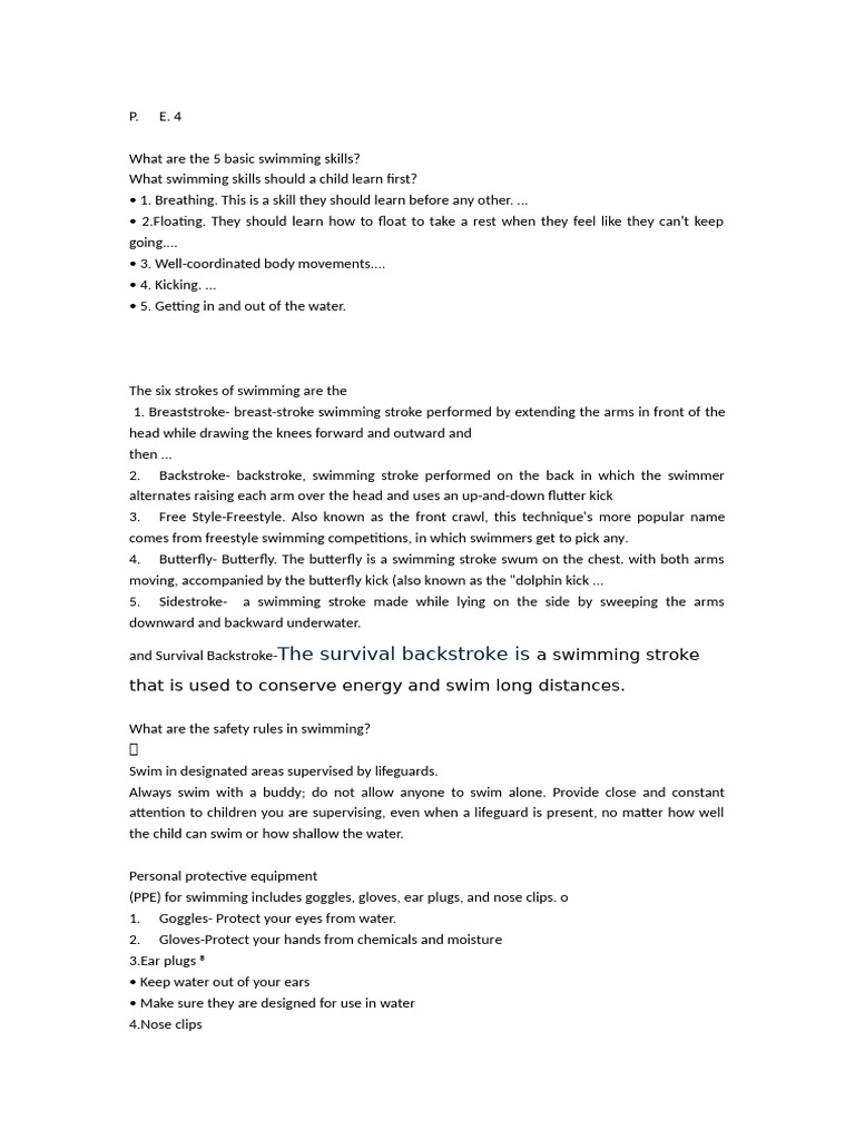 The Survival Backstroke Is: A Swimming Stroke That Is Used To Conserve ...