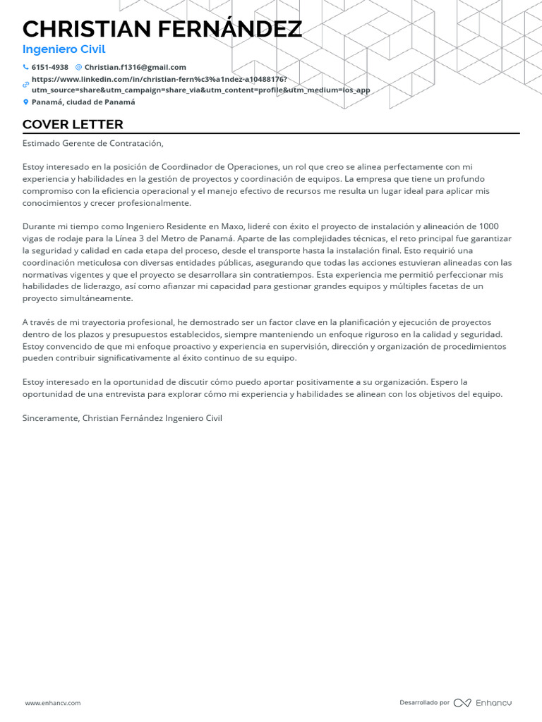 Christian Fernandez Cover Letter | PDF