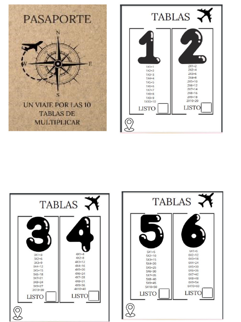 Pasaporte 2do Grado Tablas de Multiplicar | PDF