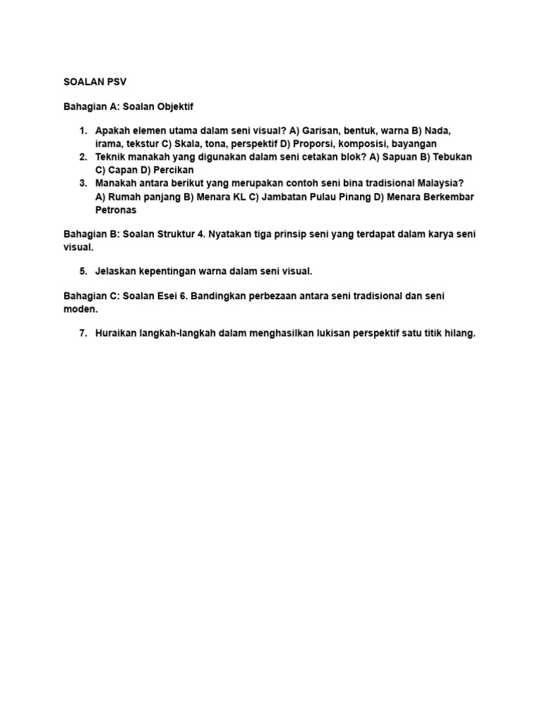 soalan PSV | PDF