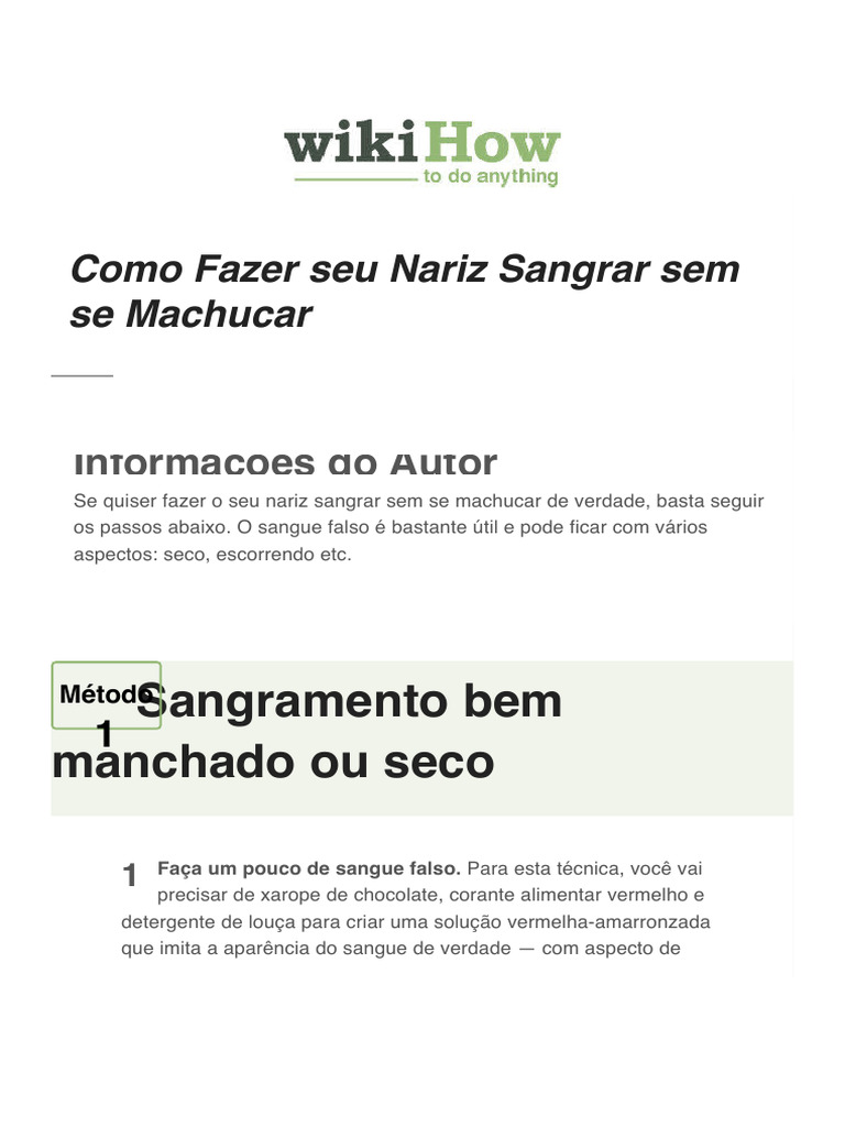 4 Formas de Fazer Seu Nariz Sangrar Sem Se Machucar | PDF | Milho ...