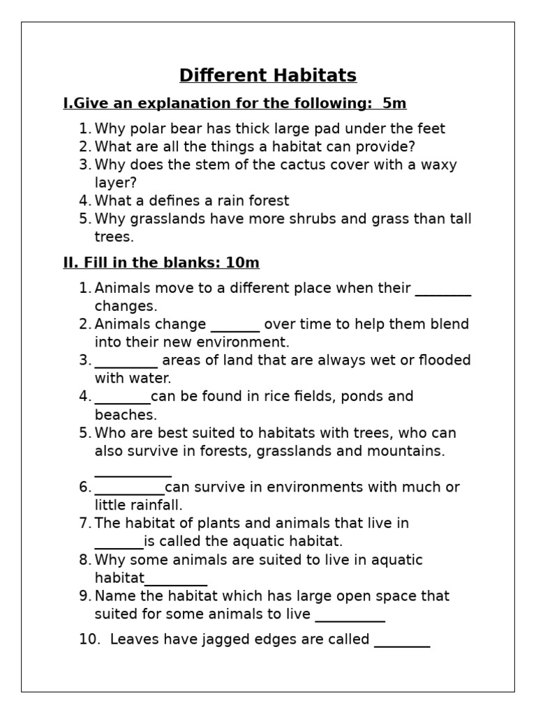 Understanding Different Habitats | PDF