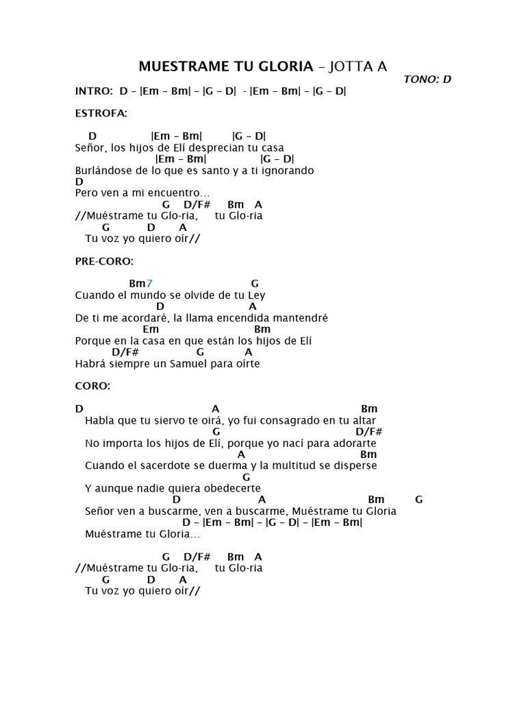 Muestrame Tu Gloria - Jotta A | PDF