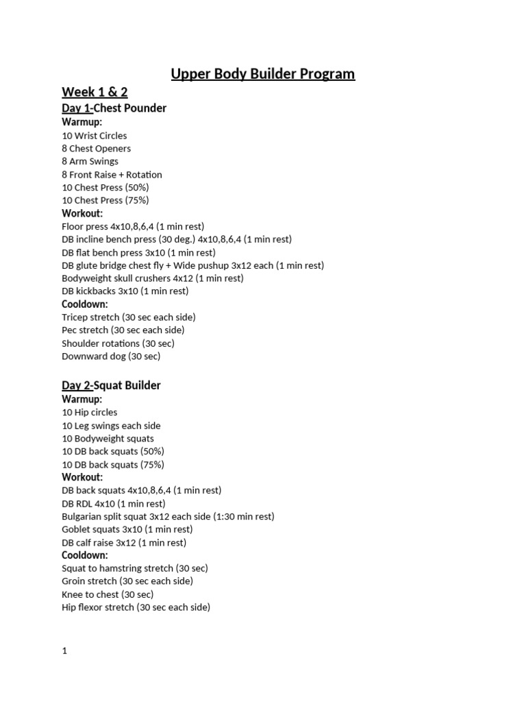 Upper Body Builder | PDF | Anatomical Terms Of Motion | Physical Exercise