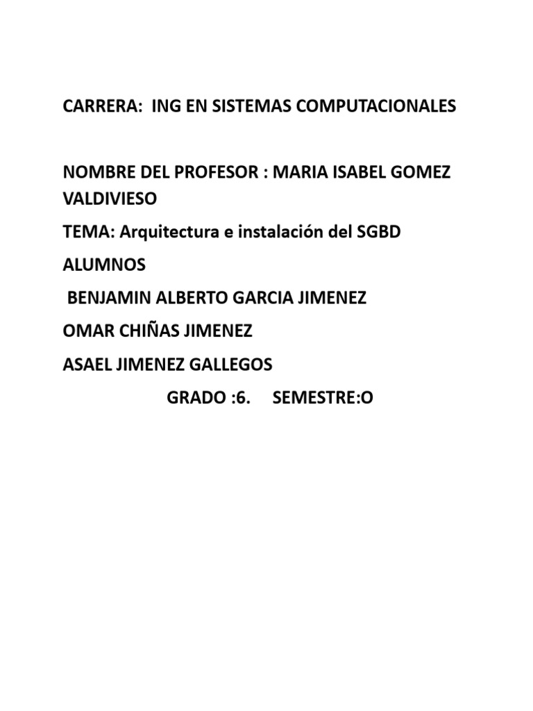 Instalación y Arquitectura SGBD | PDF | Mi sql | Servidor SQL de Microsoft