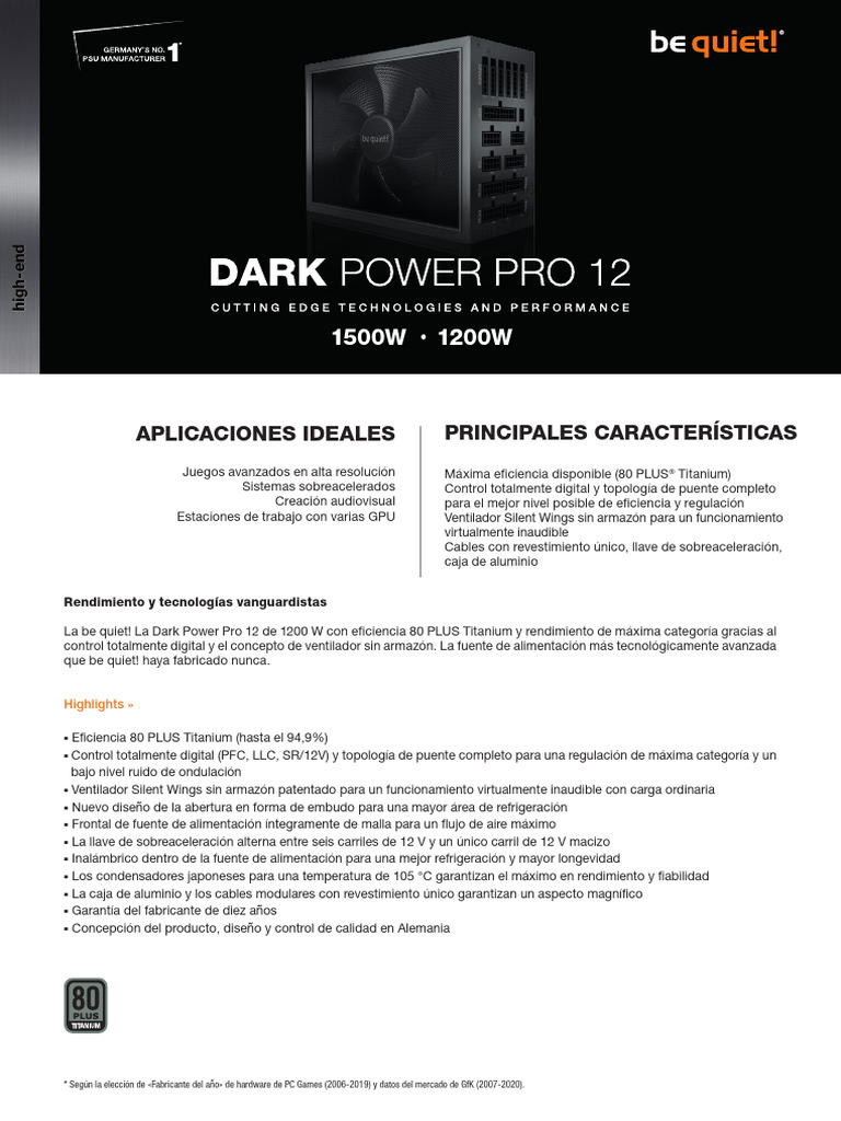 DARK POWER PRO 12 Datasheet Es | PDF | Fuente de alimentación ...