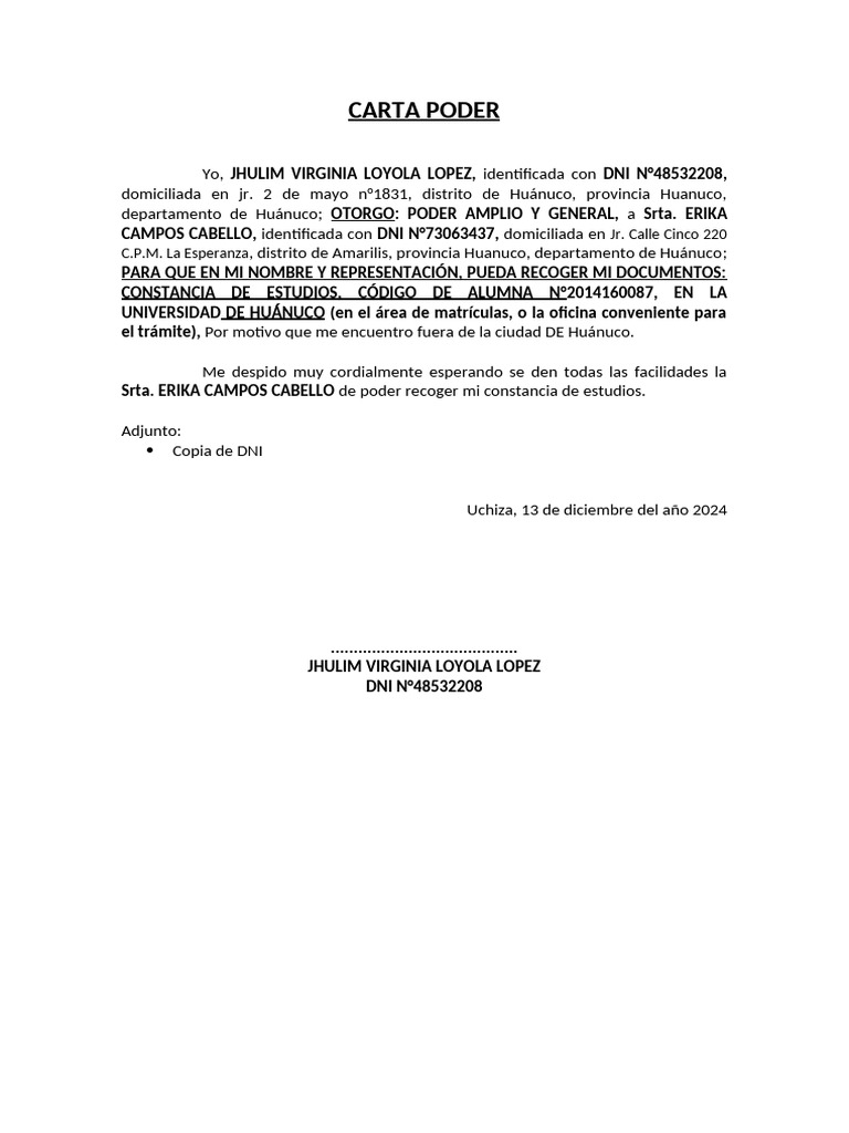CARTA PODER | PDF