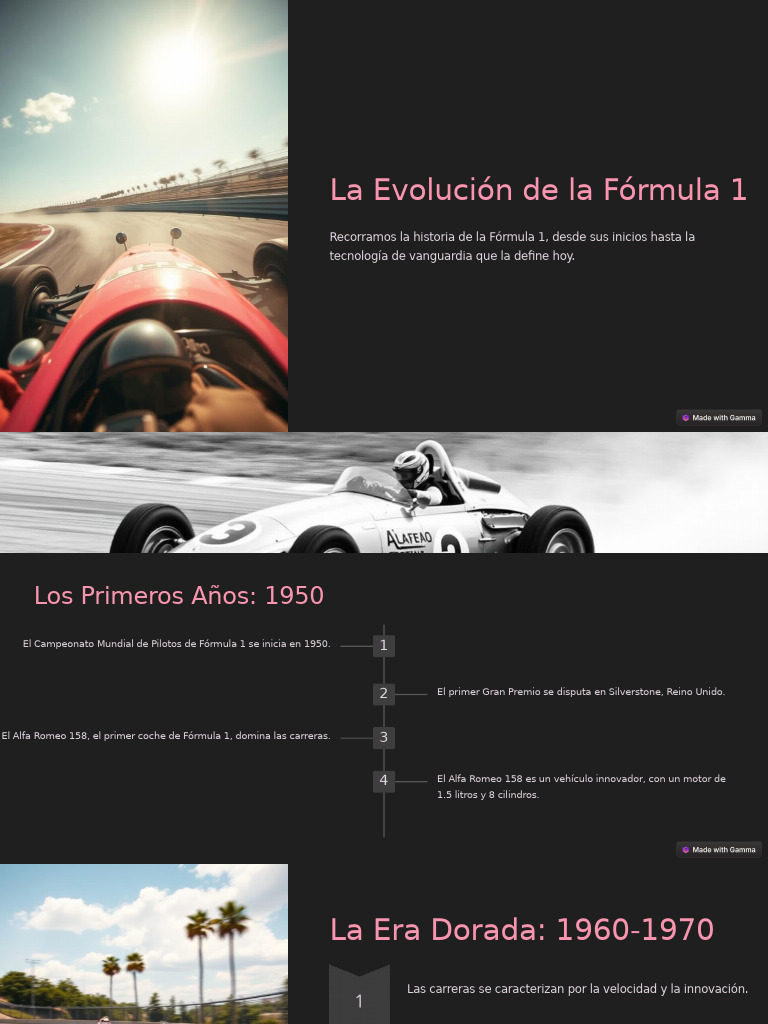 Evolución de la Fórmula 1: Historia y Tecnología | PDF | Formula Uno ...