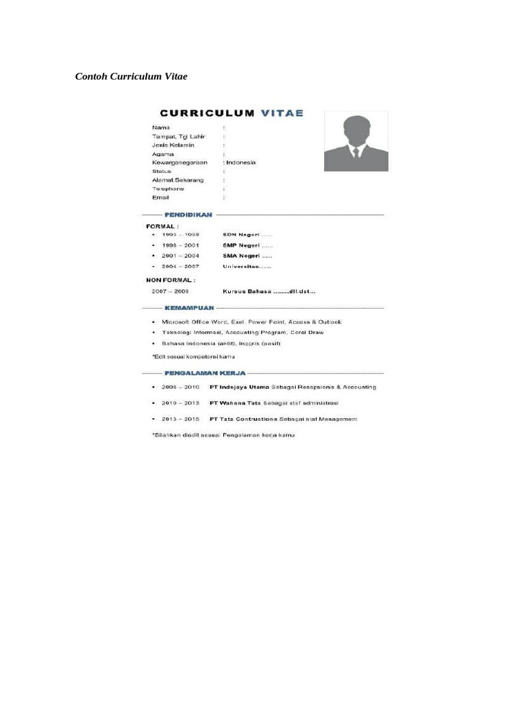 Contoh Curriculum Vitae | PDF