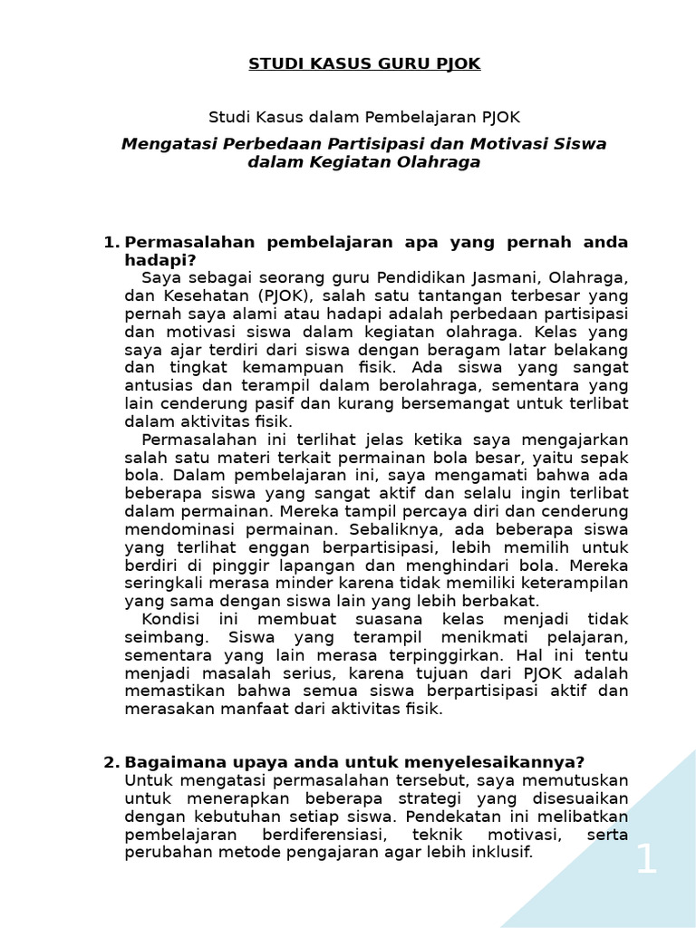 Studi Kasus Guru Pjok | PDF