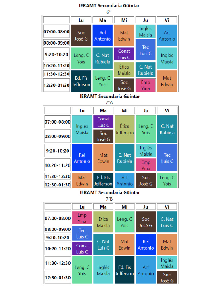 Horarios Con 7a - 7b | PDF