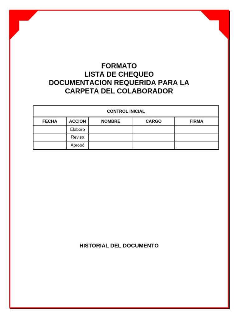 Lista de Chequeo Documentacion Carpeta Del Colaborador | PDF