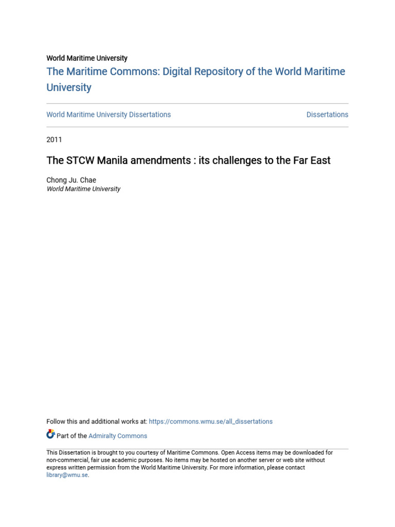 The STCW Manila Amendments _ Its Challenges to the Far East | PDF ...