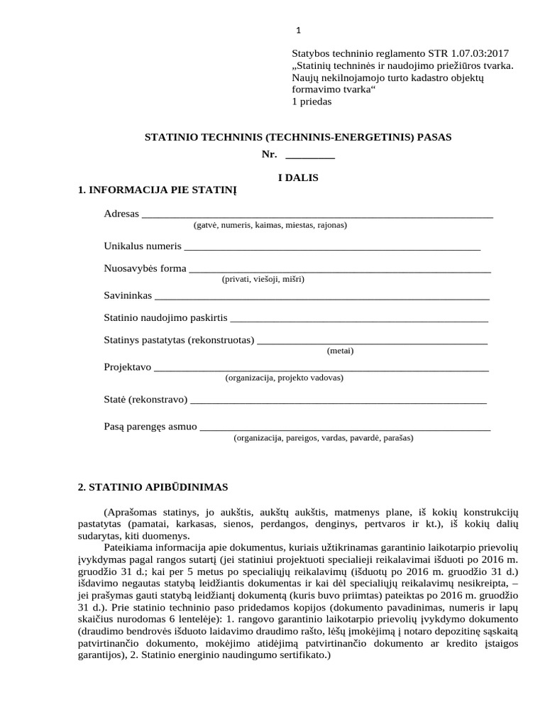 Statinio Techninis Techninis Energetinis Pasas | PDF