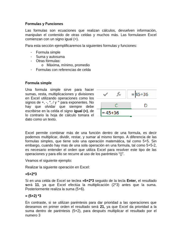 Formulas y Funciones de Excel | PDF | Fórmula | Microsoft Excel