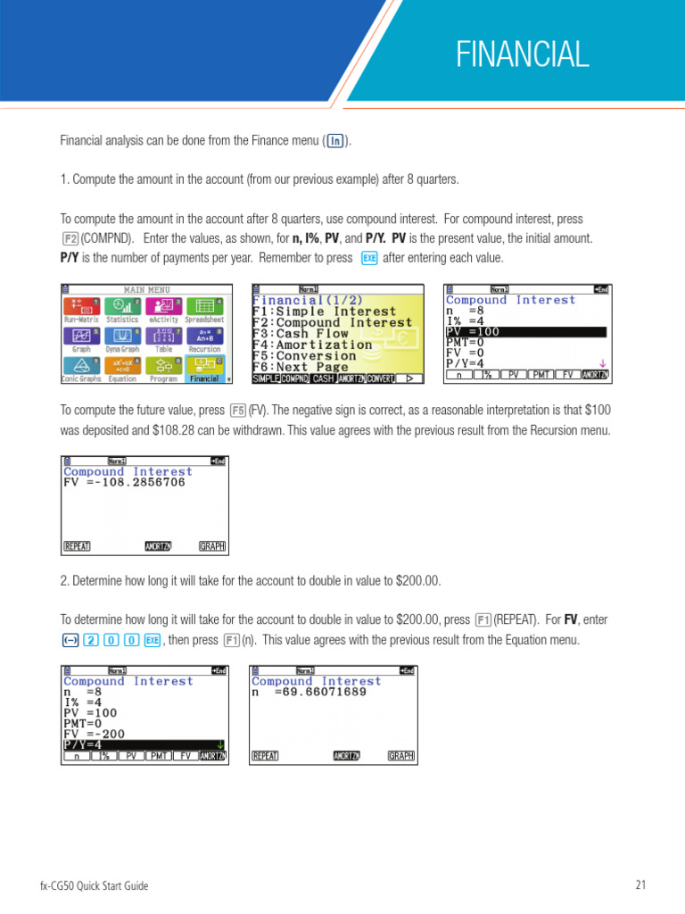 09 CASIO QuickStartGuide fx-CG50 FINANCIAL | PDF