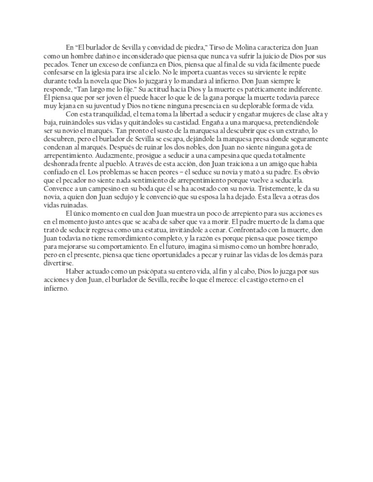El Burlador de Sevilla Por Juan Tenorio - Analisis Literario - AP ...