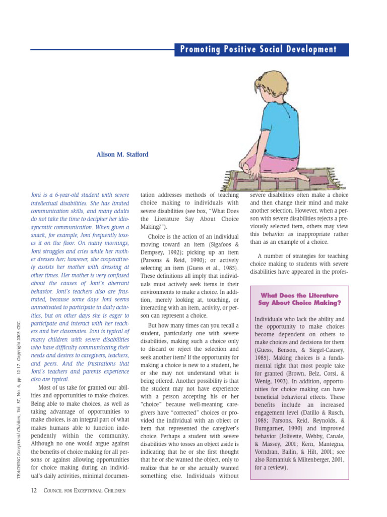 Stafford_choice making_intellectual disabilities_Fazer escolhas | PDF ...