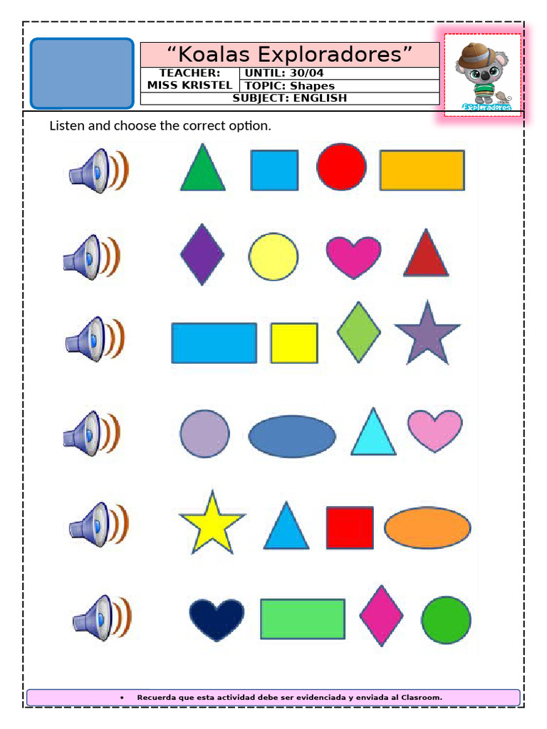 4 Kinder - Shapes Liveworksheet | PDF