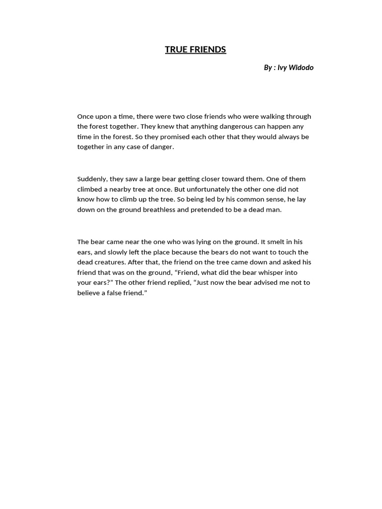 True Friends: A Cautionary Tale | PDF