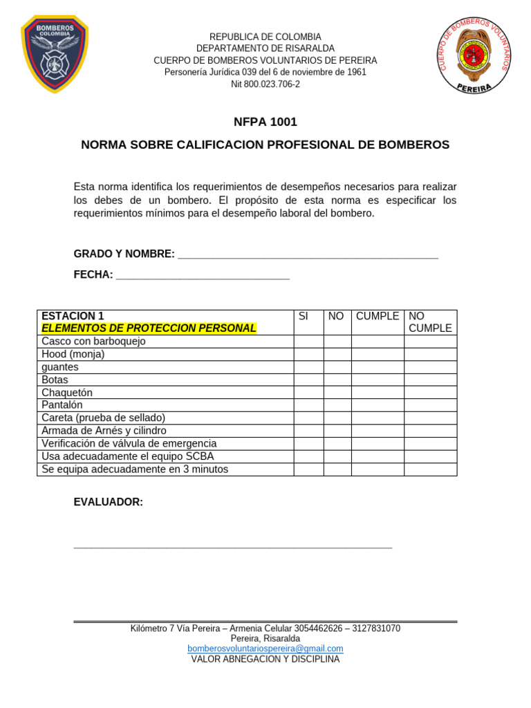 Norma NFPA 1001 para Bomberos | PDF | Bombero