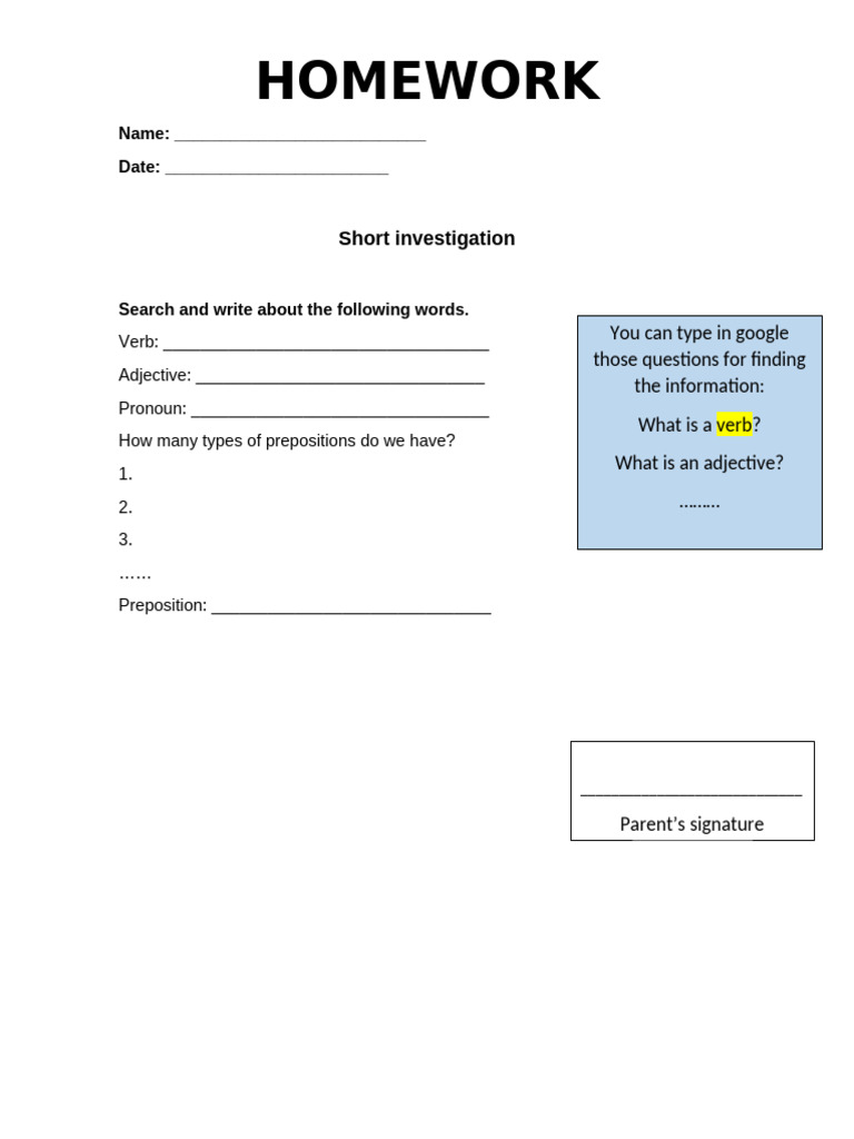 English Short Investigation-3371736970595 | PDF