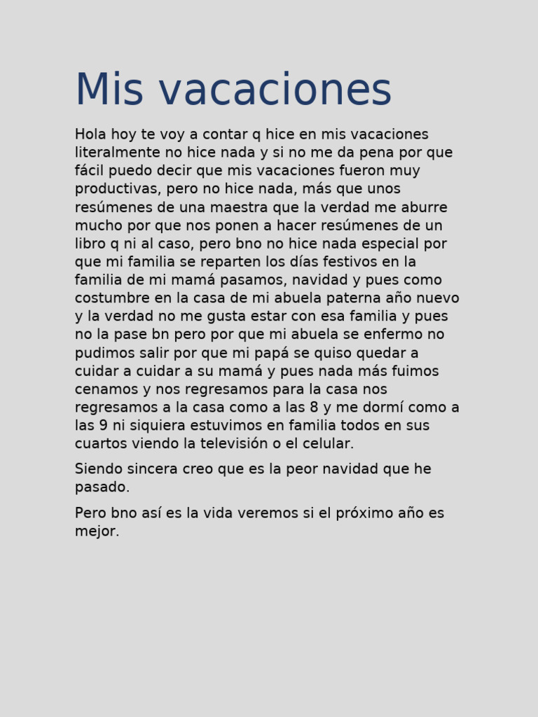 Mis Vacaciones | PDF