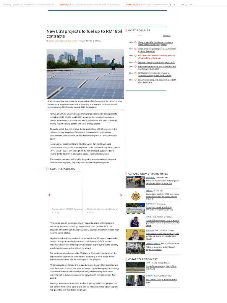 New LSS Projects To Fuel Up To RM18bil Contracts | PDF | Infrastructure ...