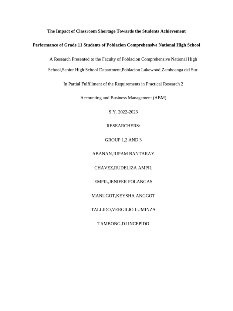 Impact of Classroom Shortage on Learning | PDF | Classroom | Teachers