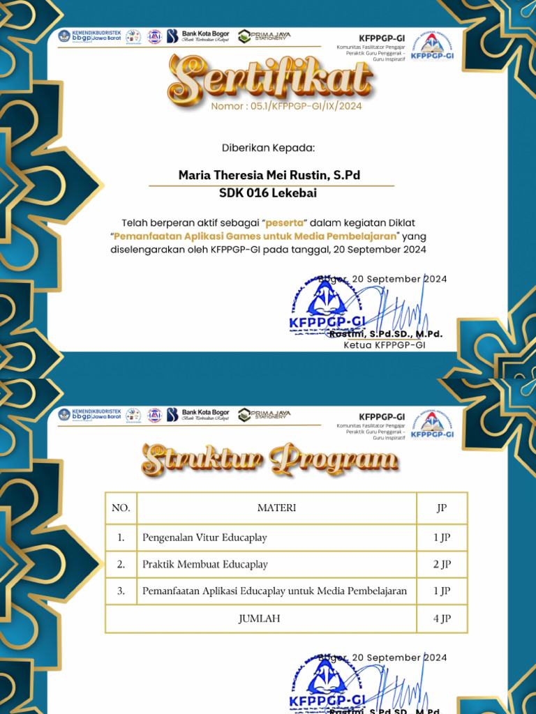 Maria Theresia Mei Rustin, S.pd-Certificate PDF | PDF