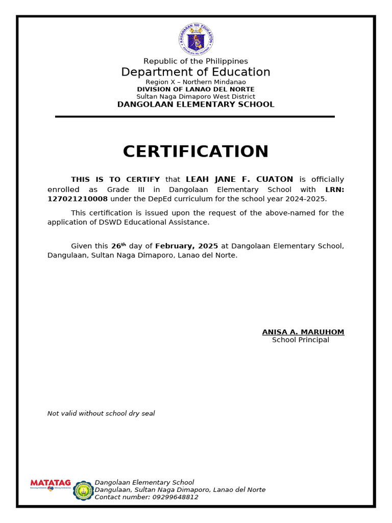 certification-DSWD (1) | PDF