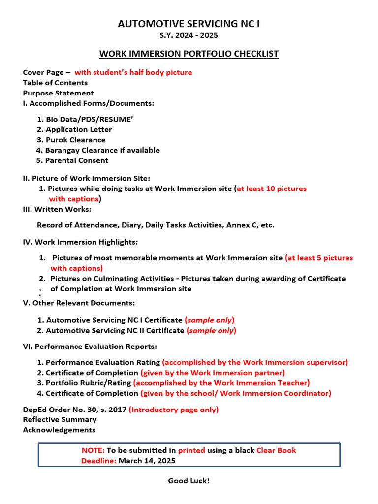 Portfolio Checklist | PDF