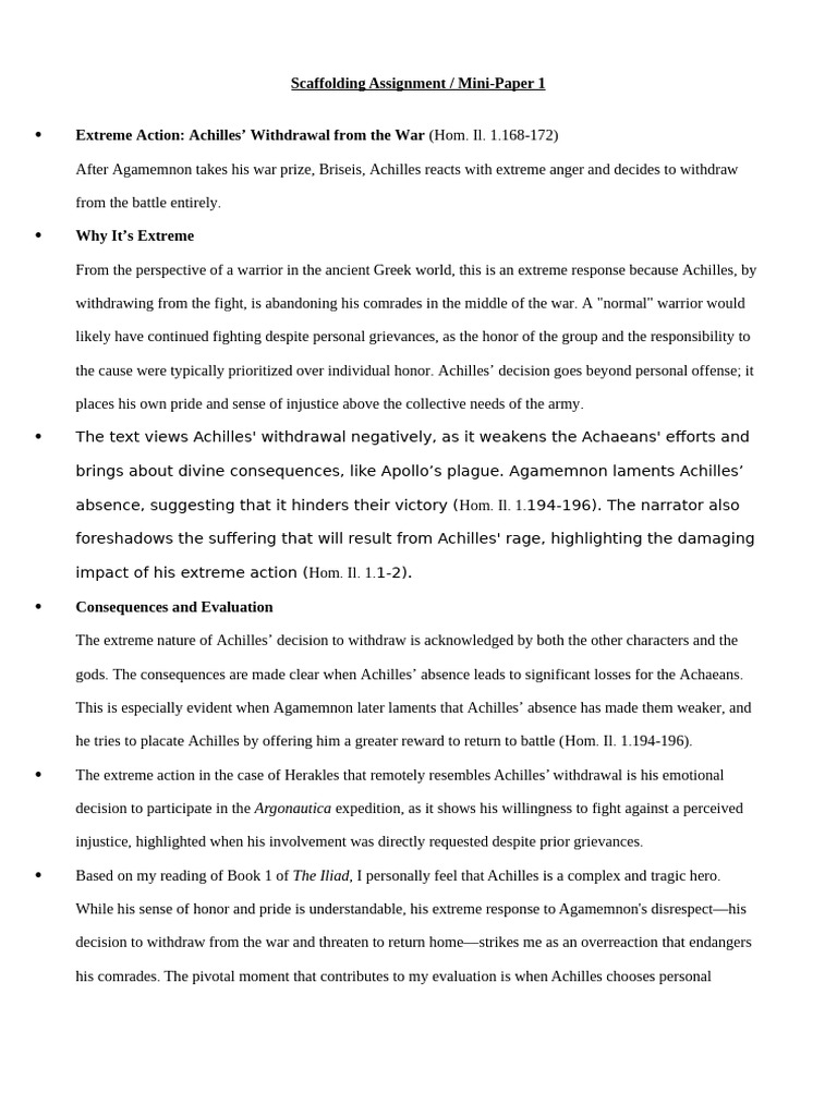 Scaffolding Assignment 1 | PDF | Achilles