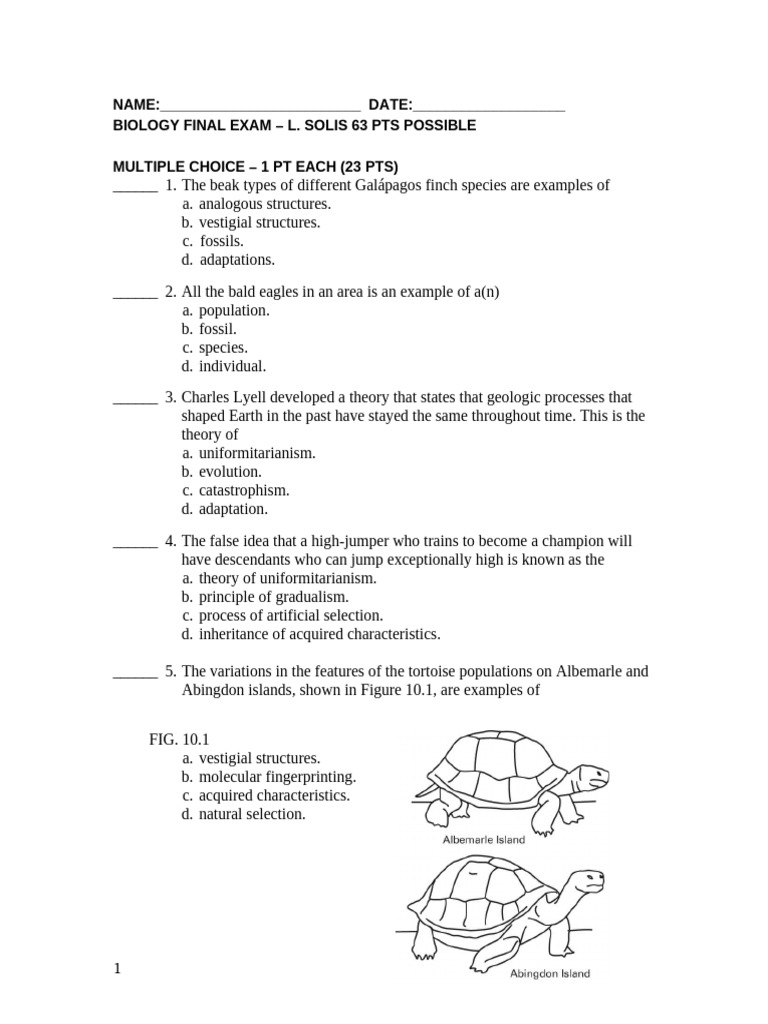 Biology Final Exam Review Questions | PDF | Natural Selection | Evolution