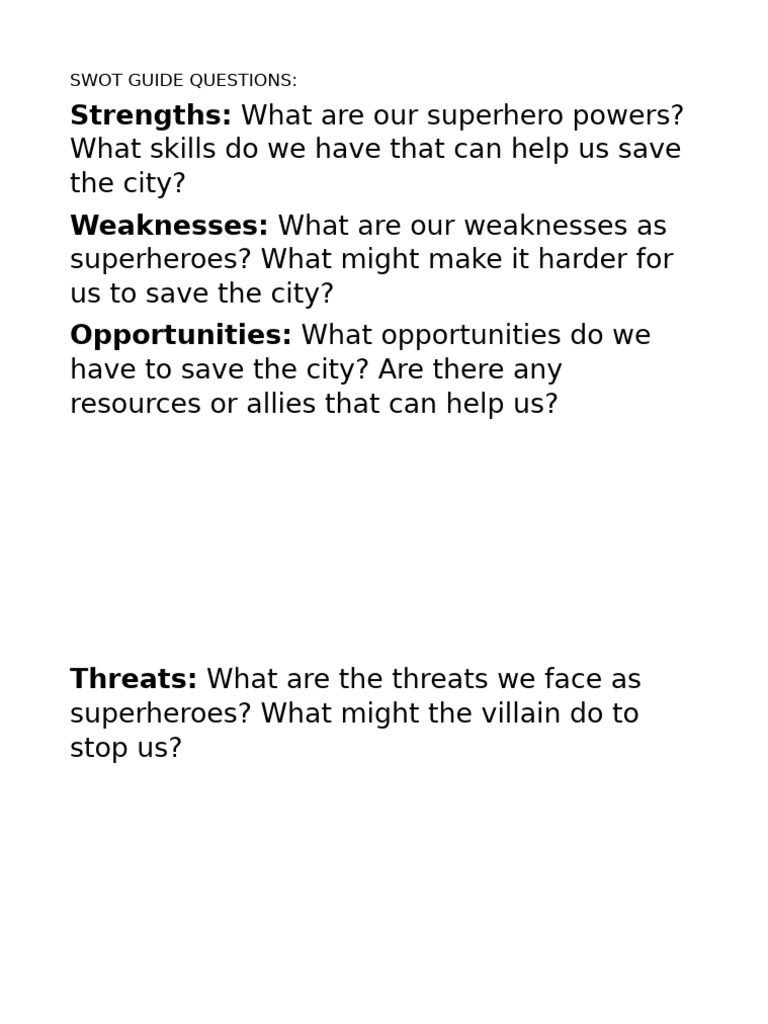 Swot Guide Questions | PDF