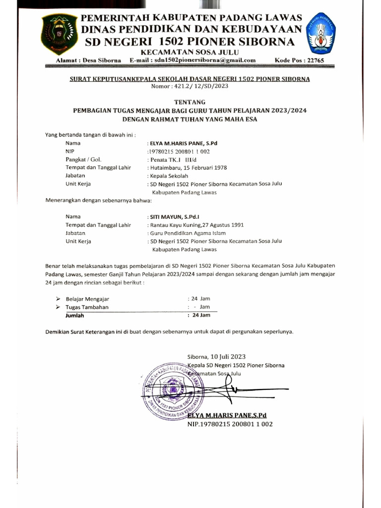 SK Mengajar Ganjil T.A 2023-2024 | PDF