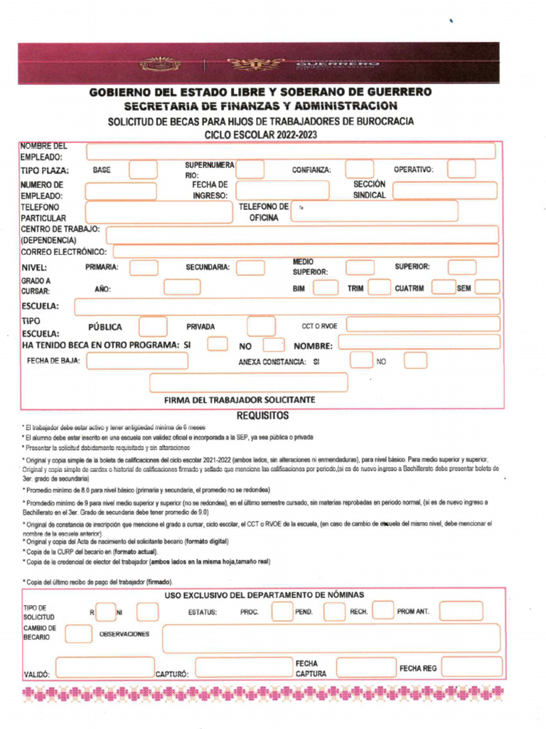 Formatos de Solicitud Becas 2022 2023 | PDF