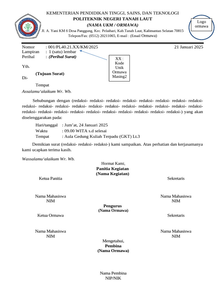 Contoh Surat Ormawa | PDF