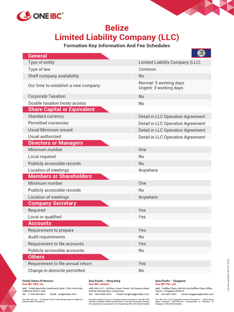 One-IBC-Belize-Limited-Liability-Company-Ratecard-07052024 | PDF ...