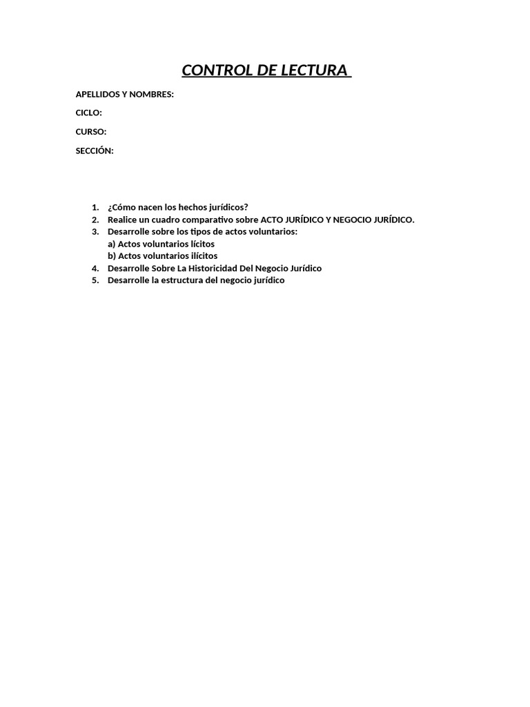 Control de Lectura | PDF