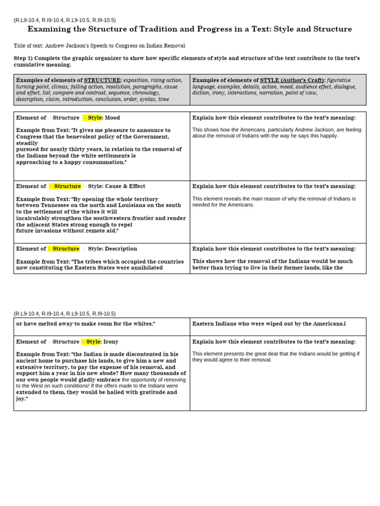 Analyzing Style and Structure in Jackson's Speech | PDF