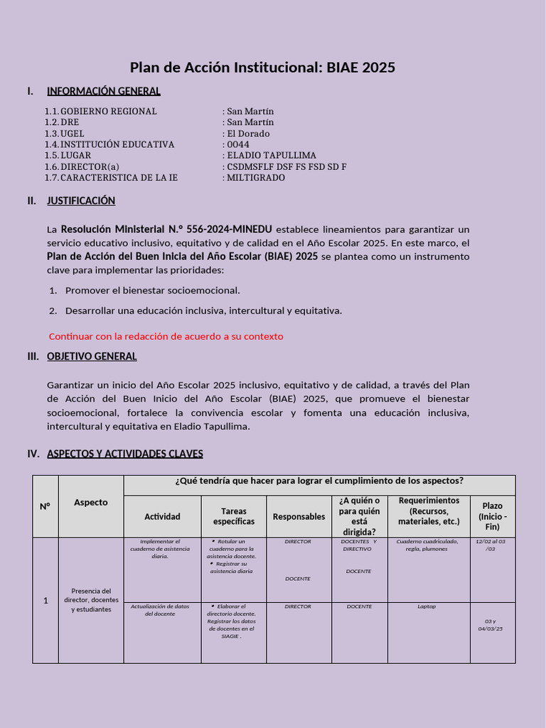 Plan de Acción instituiconal-IIEE AULA MULTIGRADO 02 | PDF | Aprendizaje
