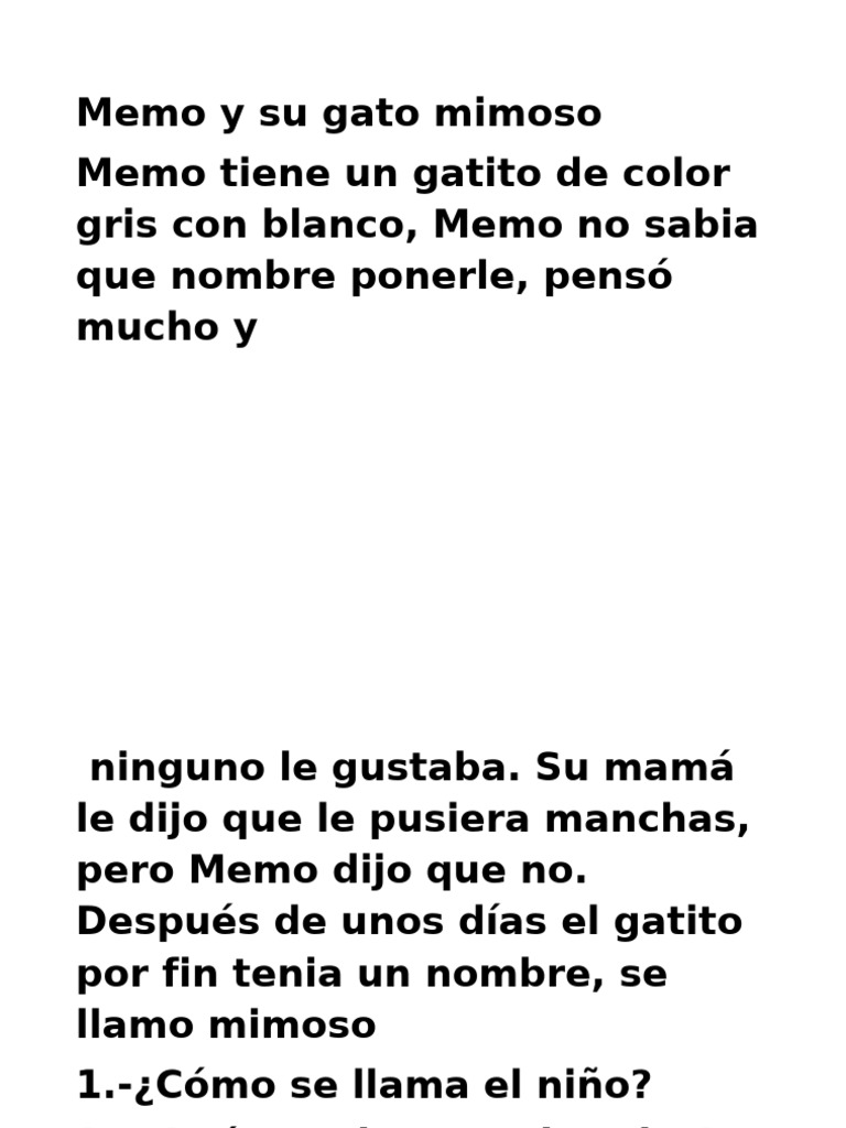 Memo y Su Gato Mimoso | PDF