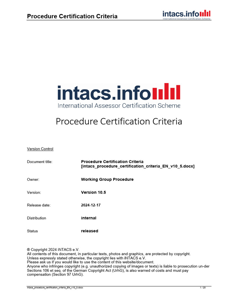 Intacs Procedure Certification Criteria en v10 5 | PDF | Copyright
