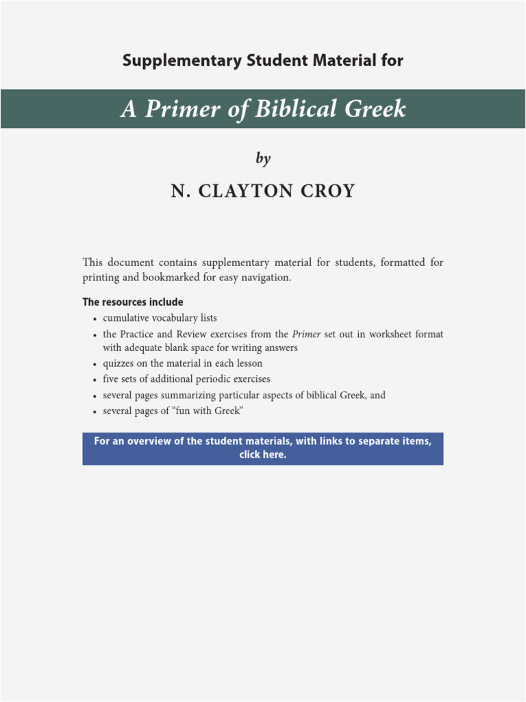 Resources for Learning Biblical Greek | PDF | Lord's Prayer | Syntax