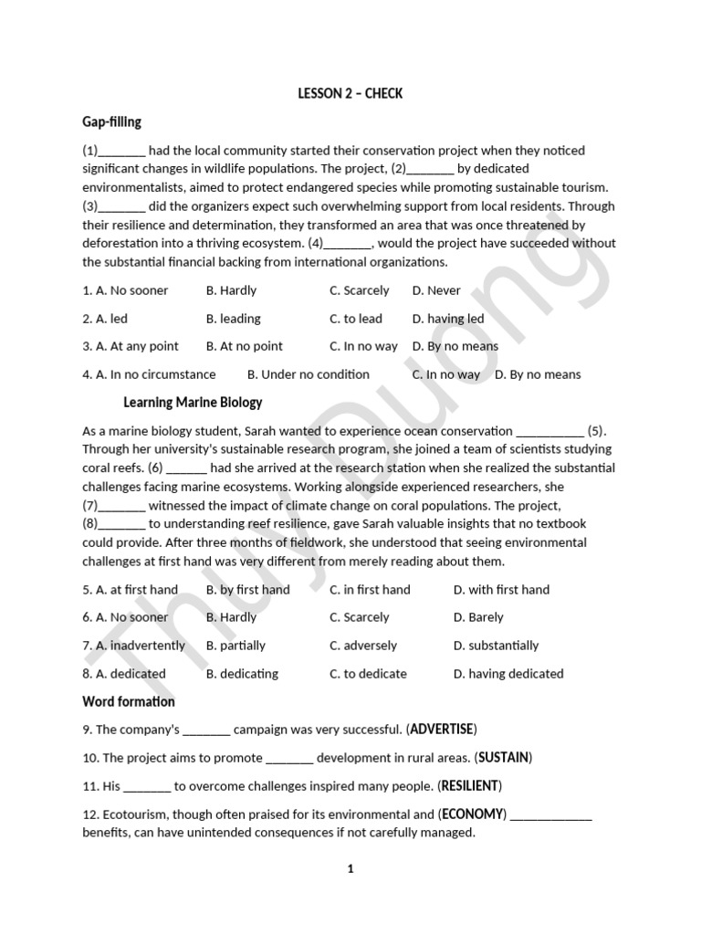 Lesson 2 Check PDF Conservation Biology Ecological Resilience