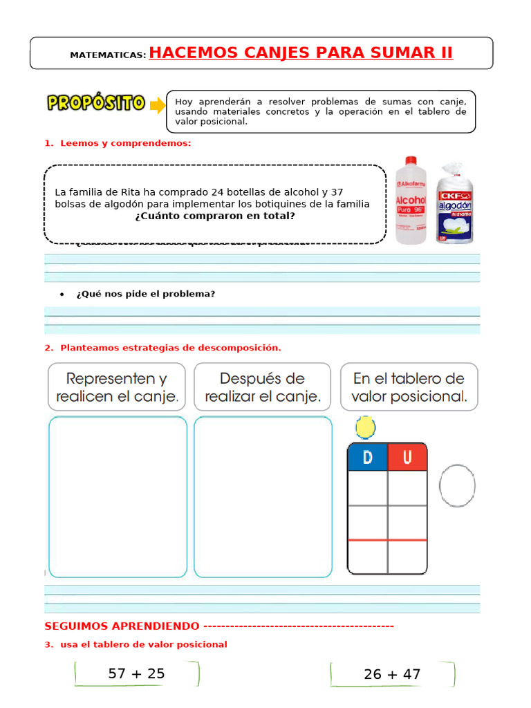 Sumas con Canje: Estrategias y Ejercicios | PDF