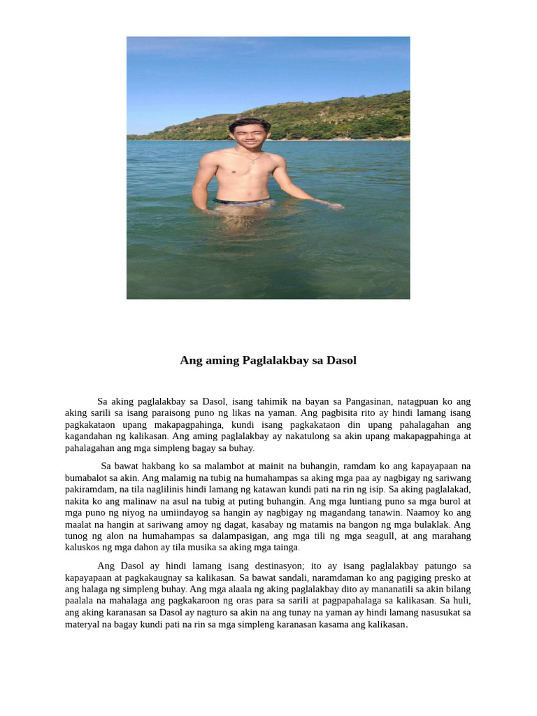 Ang Aming Paglalakbay Sa Dasol | PDF